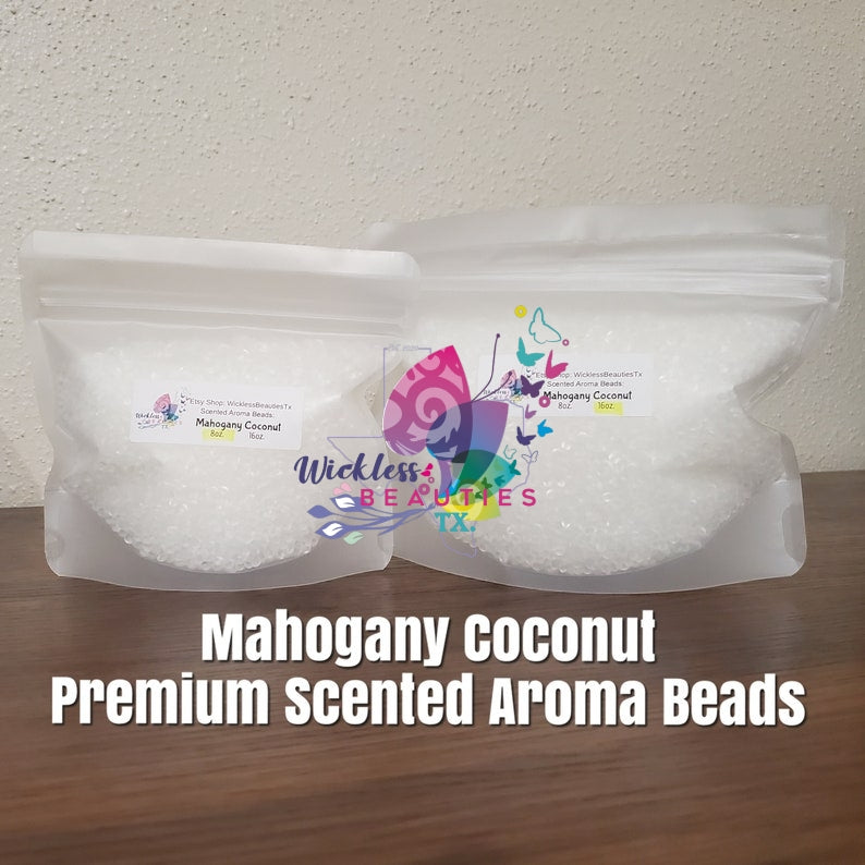 Mahogany Coconut (BBW Type) Scented Aroma Beads – Wickless Beauties Tx. LLC